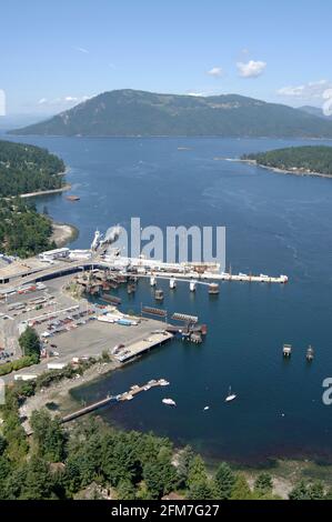 Aerial, Swartz Bay ferry terminal, North Saanich Marina, British ...