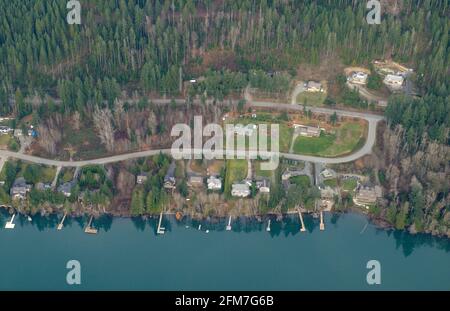 Youbou on Cowichan Lake, Vancouver Island aerial photography, British ...