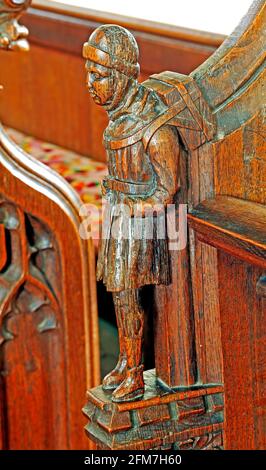 The Swaffham Pedlar, medieval wood carving, Swaffham church, Norfolk ...