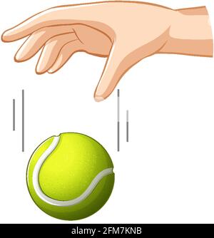 Hand dropping tennis ball for gravity experiment illustration Stock ...