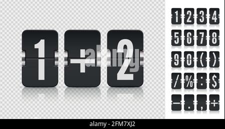 Vintage floating symbols for time meter vector template. White analog countdown number font ...