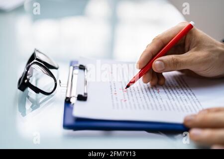 Script Proofreading And Text Grammar Mistake Correction Stock Photo - Alamy