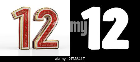 3D Shiny Red Number Twelve 12 Isolated on White Background Stock Photo ...