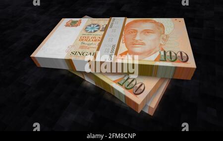 Singapore Dollar money pack 3d illustration. SGD banknote bundle stacks ...