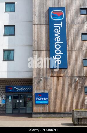 Modern Travelodge hotel building Duke Street, near the Wet Dock ...
