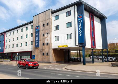 Modern Travelodge hotel building Duke Street, near the Wet Dock ...