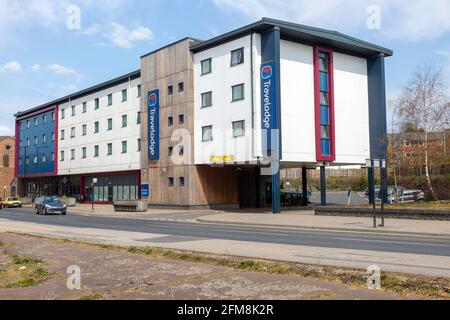 Modern Travelodge hotel building Duke Street, near the Wet Dock ...