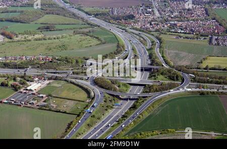 aerial view of the M1 M62 roundabout junction Lofthouse Interchange ...