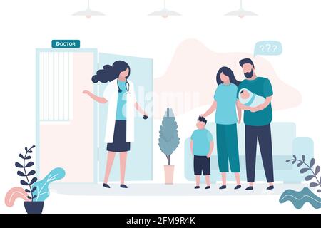 Pediatric clinic or children clinic interior flat design vector ...