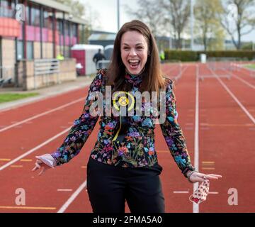 SNP's Kate Forbes shows her delight as she retains her seat of Skye ...