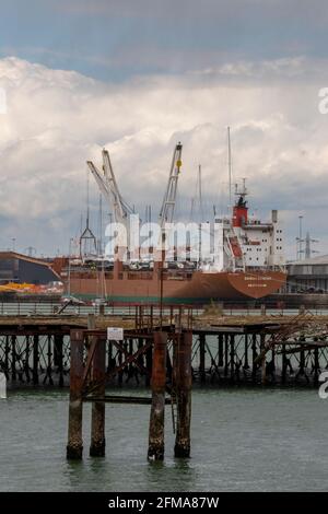 Maritime atmosphere of boats and shipyard in the port of Klinholm Havn ...