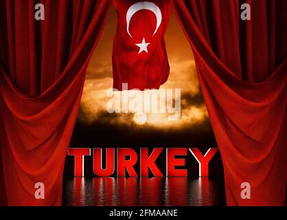 Turkish Flag, Flag design and presentation study - Turkey : 3D ...