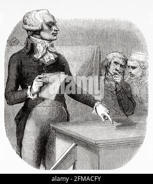 An engraving from a portrait of Maximilien Robespierre, he was a French ...