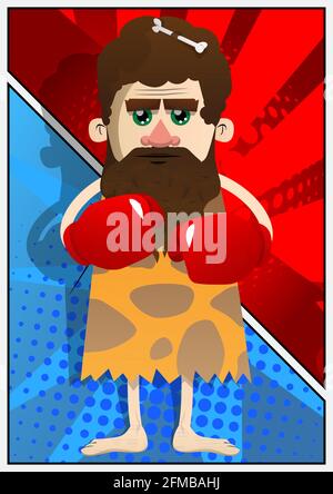 Cartoon prehistoric man holding his fists in front of him ready to ...