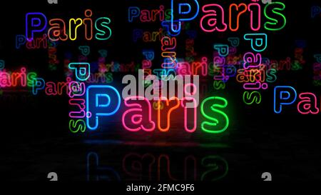 Paris symbol neon symbol. Light color bulbs with romantic sign ...