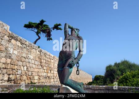 The port of Mahon, Menorca. The old quarantine island hospital in the ...