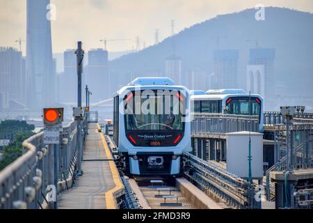 Macau - 2 April 2021: Macau Light Rapid Transit (MLRT) Taipa Line.The ...