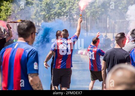 The Boixos Nois (ultras of FC Barcelona) at access 4 to Camp Nou on ...