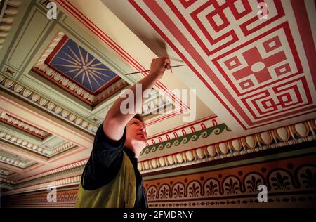 Geoffrey Barnwell paints ceiling at British Museum May 2000Geoffrey ...