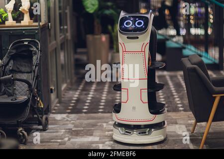 Ufa, Russia, 7 January, 2021 Waitress robot at restaurant Stock Photo ...
