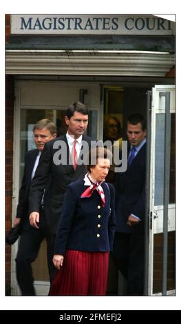 Princess Anne leaves Slough magistrates court with Capt Tim Lawrence ...