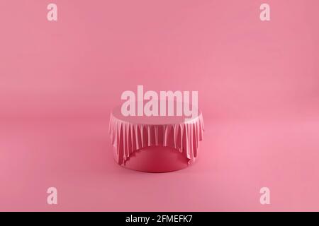 Pink podium show in pink color background japanese style.3D rendering ...