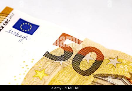 50 euro banknote isolated on white! Stock Photo - Alamy