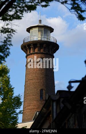 the historic Helios lighthouse in Cologne Ehrenfeld in autumn mood ...