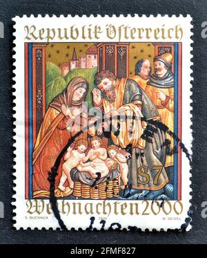 Cancelled stamp printed by Austria, that shows Almsee, Upper Austria ...