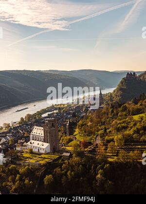 Stunning aerial panorama view of the Rhine Falls, the most powerful ...