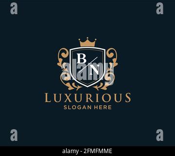 BN Letter Royal Luxury Logo template in vector art for luxurious ...