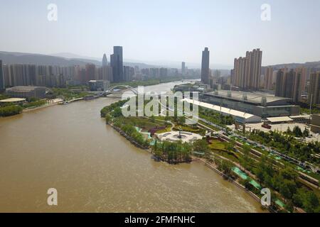210509 -- LANZHOU, May 9, 2021 -- Aerial photo taken on May 8, 2021 ...