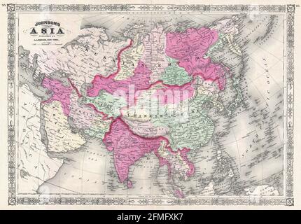 Vintage copper engraved map of Asia from 18th century. All maps are ...