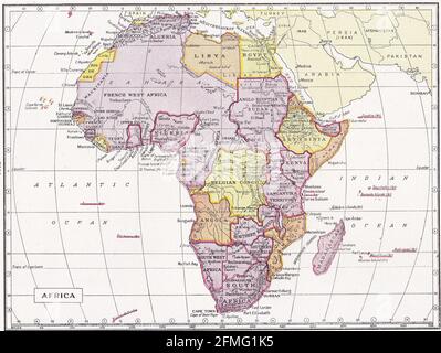 Vintage map of South Africa 1930s Stock Photo - Alamy