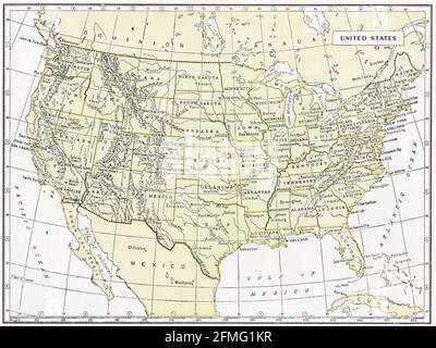 Vintage map of the United States 1930s Stock Photo - Alamy