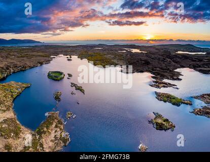 An aerial view of Doon Ring Fort on an island in Doon lake on the west ...