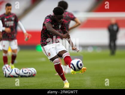 Arsenal's Bukayo Saka warming up prior to kick-off in the UEFA ...