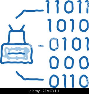 Human Binary Code doodle icon hand drawn illustration Stock Vector ...