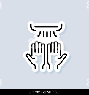 Hand dryer sticker. Thin line hand dryer logo. Vector on isolated ...