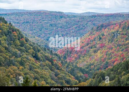 Colorful Allegheny mountains in autumn with foliage at Lindy Point ...
