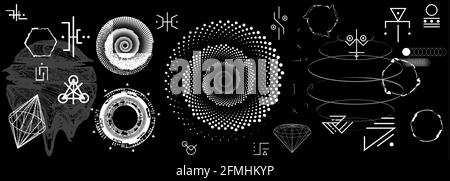 Science symbols in circle shape. Various cartoon background with ...