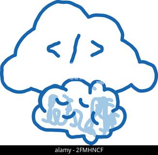 brain cloud separation icon vector outline illustration Stock Vector ...