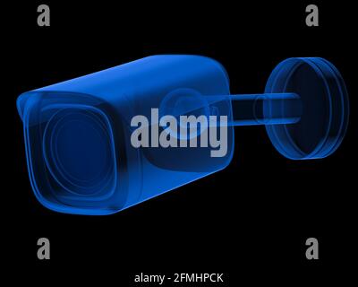 3d rendering x ray security camera or cctv camera isolated on black ...