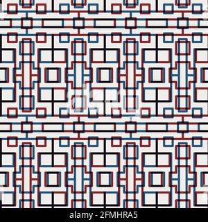 Seamless geo pattern in red blue black white Stock Photo - Alamy