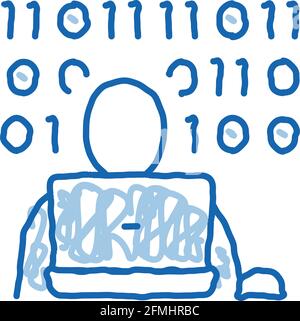 Binary Code doodle icon hand drawn illustration Stock Vector Image ...