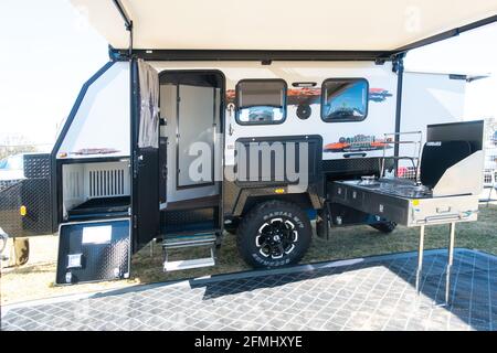 small pop-top caravan Stock Photo - Alamy