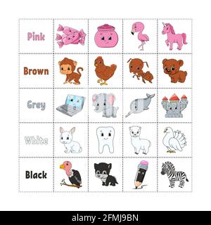 Learning colors for kids. Cut and play. Cute cartoon characters ...