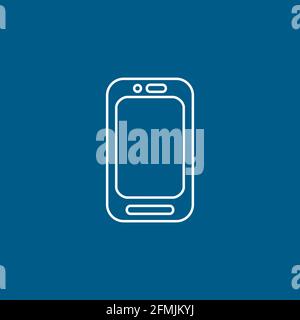 Smartphone Line Blue Icon On White Background. Blue Flat Style Vector ...