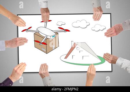 Home delivery concept on a whiteboard held by hands Stock Photo - Alamy