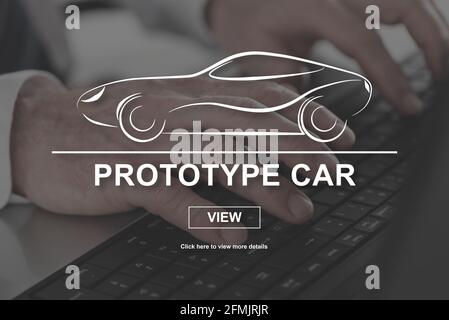 Prototype car concept illustrated by a picture on background Stock ...